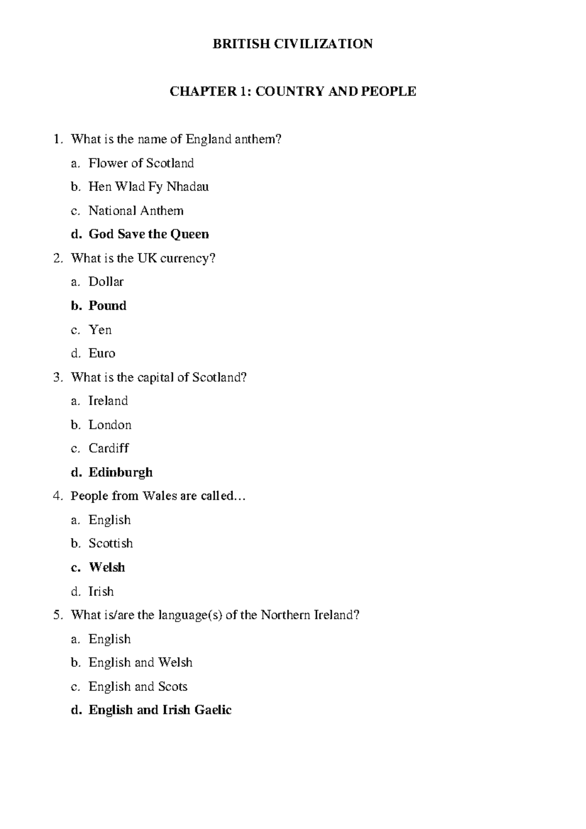 British Civilization GR6 CHAP1-4 Review - BRITISH CIVILIZATION CHAPTER ...