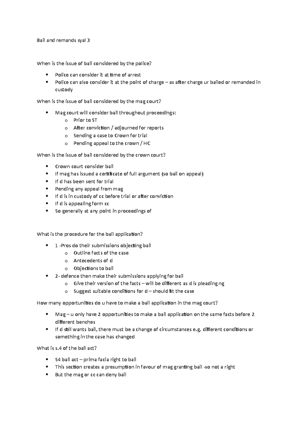 Bail and remand elcture - Bail and remands syal 3 When is the issue of ...