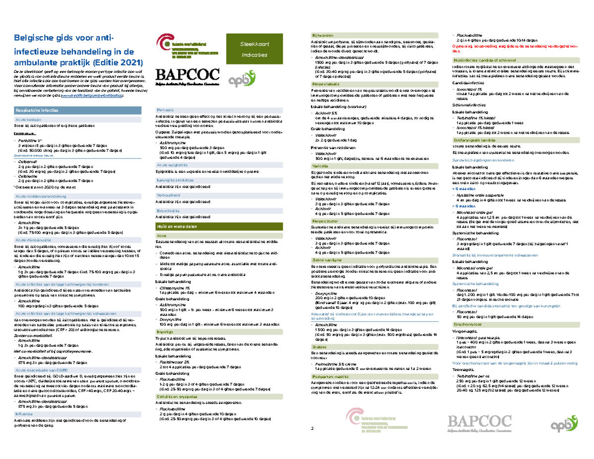 BAPCOC Antibiotica Steekkaart - Pertussis Antibiotica hebben geen ...