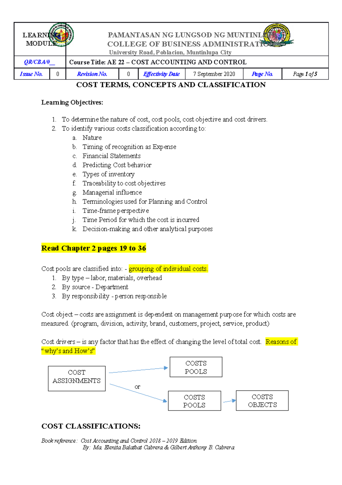 2 - terms concepts & classification - COST TERMS, CONCEPTS AND ...