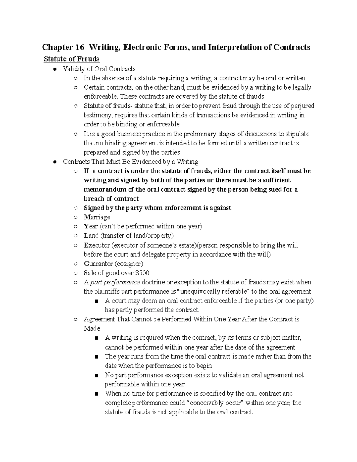 BSLW CH16 - Chapter 16 outline - Chapter 16- Writing, Electronic Forms, and Interpretation of ...