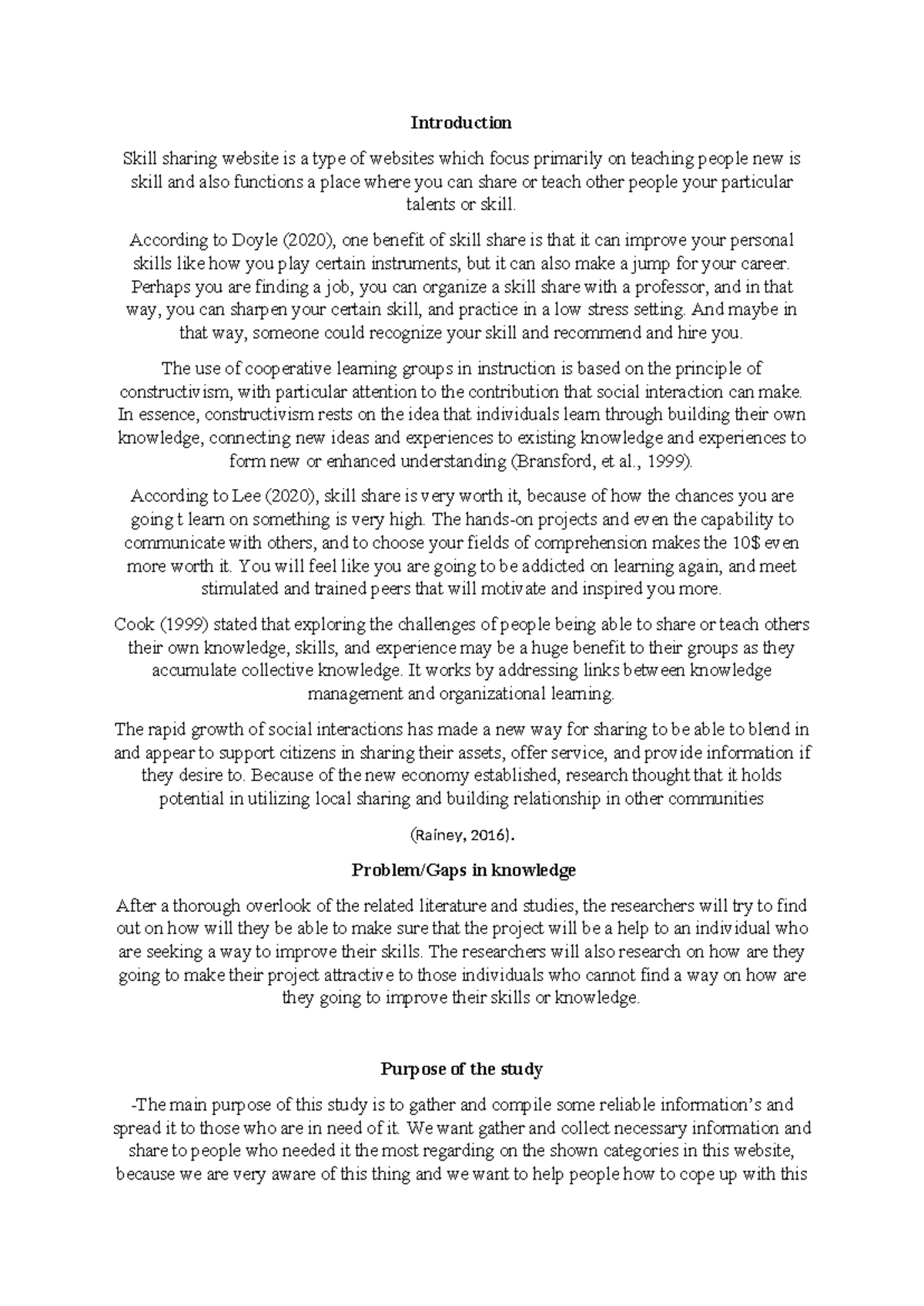 Group 2 Capstone Introduction - Introduction Skill sharing website is a ...