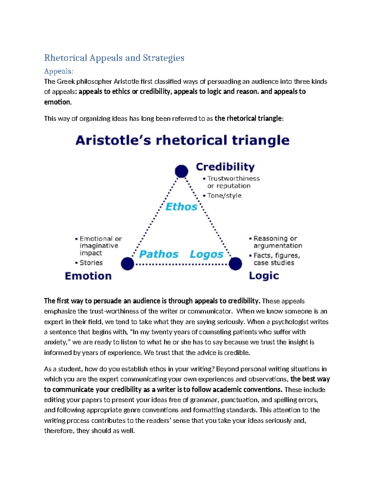 Notes- Rhetorical Appeals and Strategies - Rhetorical Appeals and ...