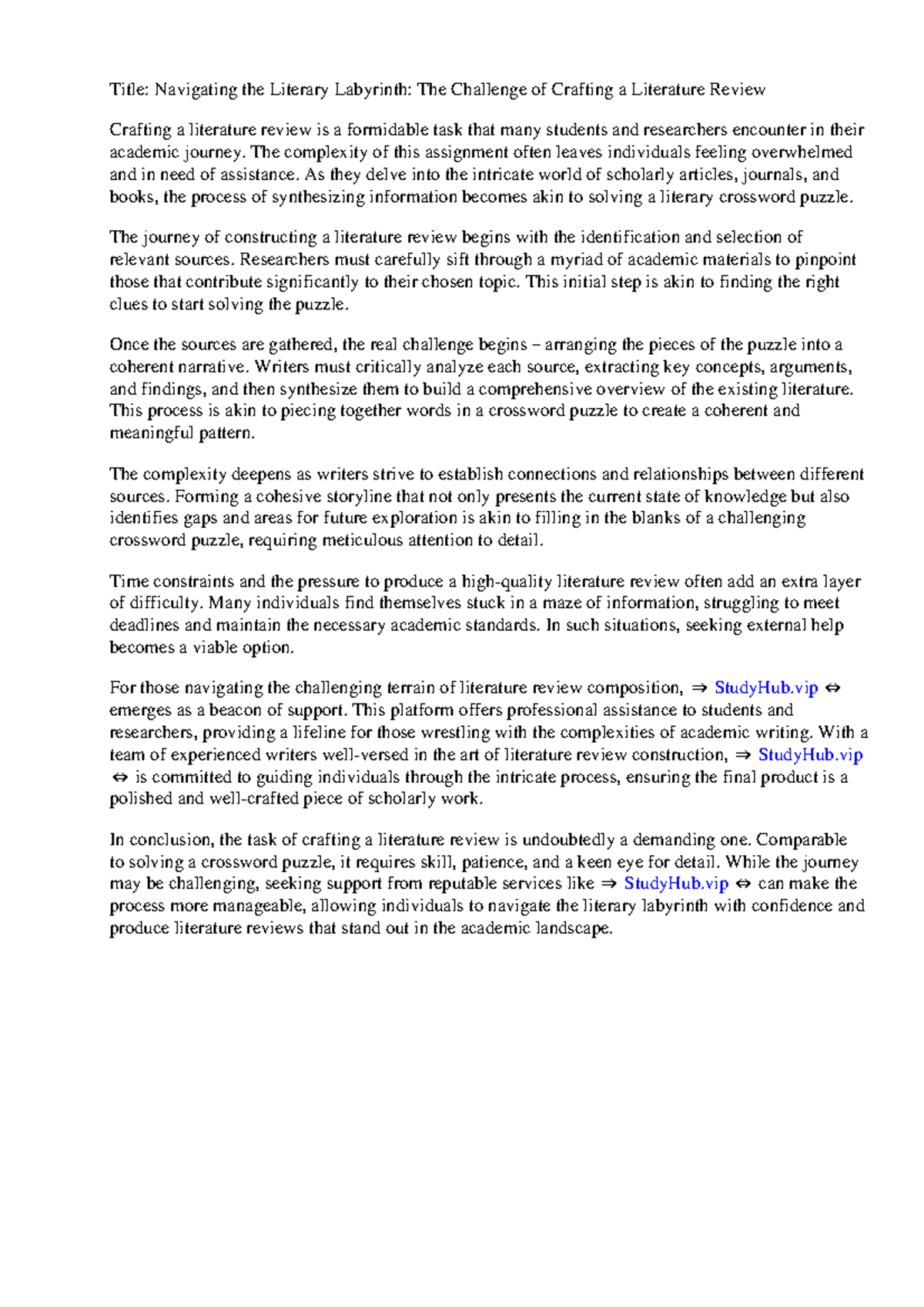 Literature Review Crossword Puzzle - Title: Navigating the Literary ...