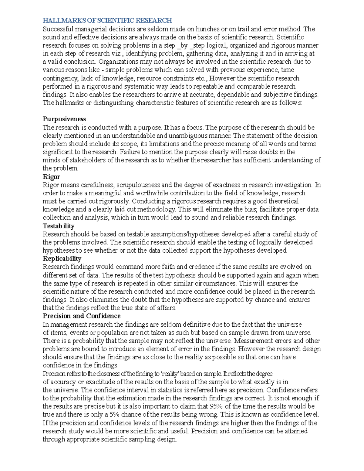 Hallmarks OF Scientific Research - Public Policy - Karachi University ...