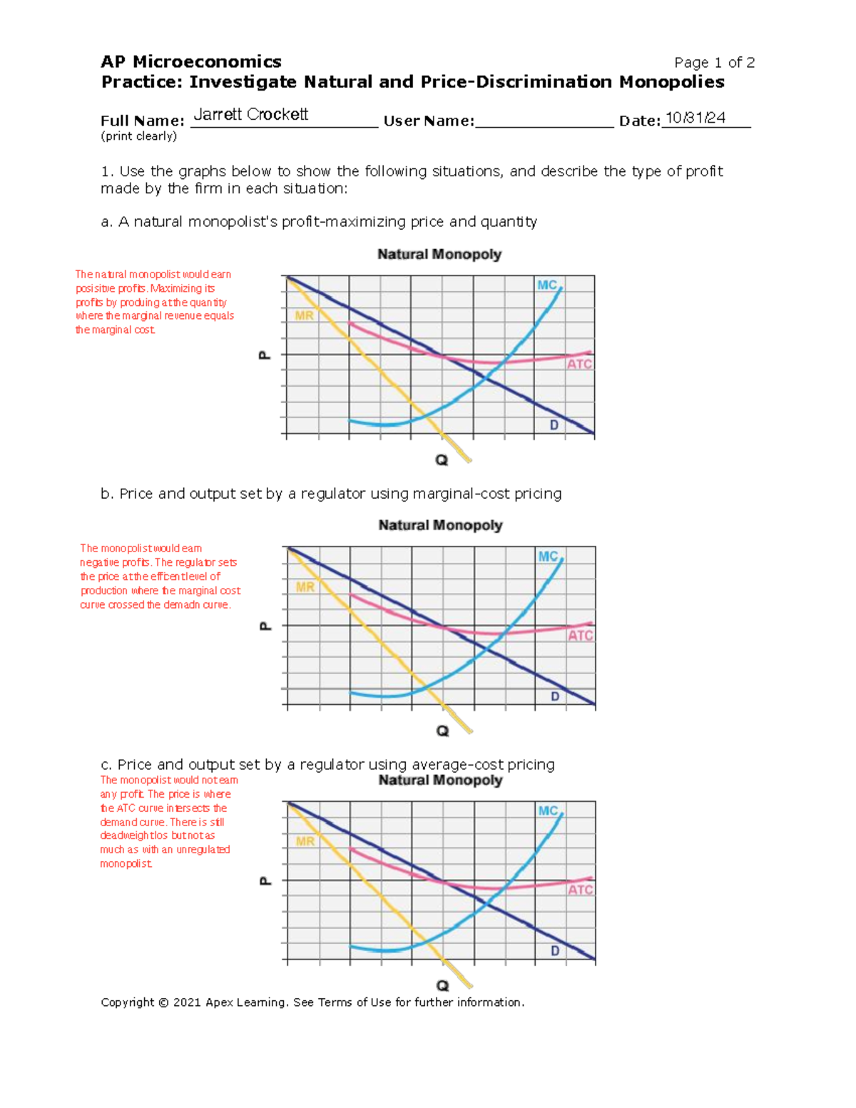 5.2.4Practice- Investigate Natural and Price-Discriminating Monopolies ...
