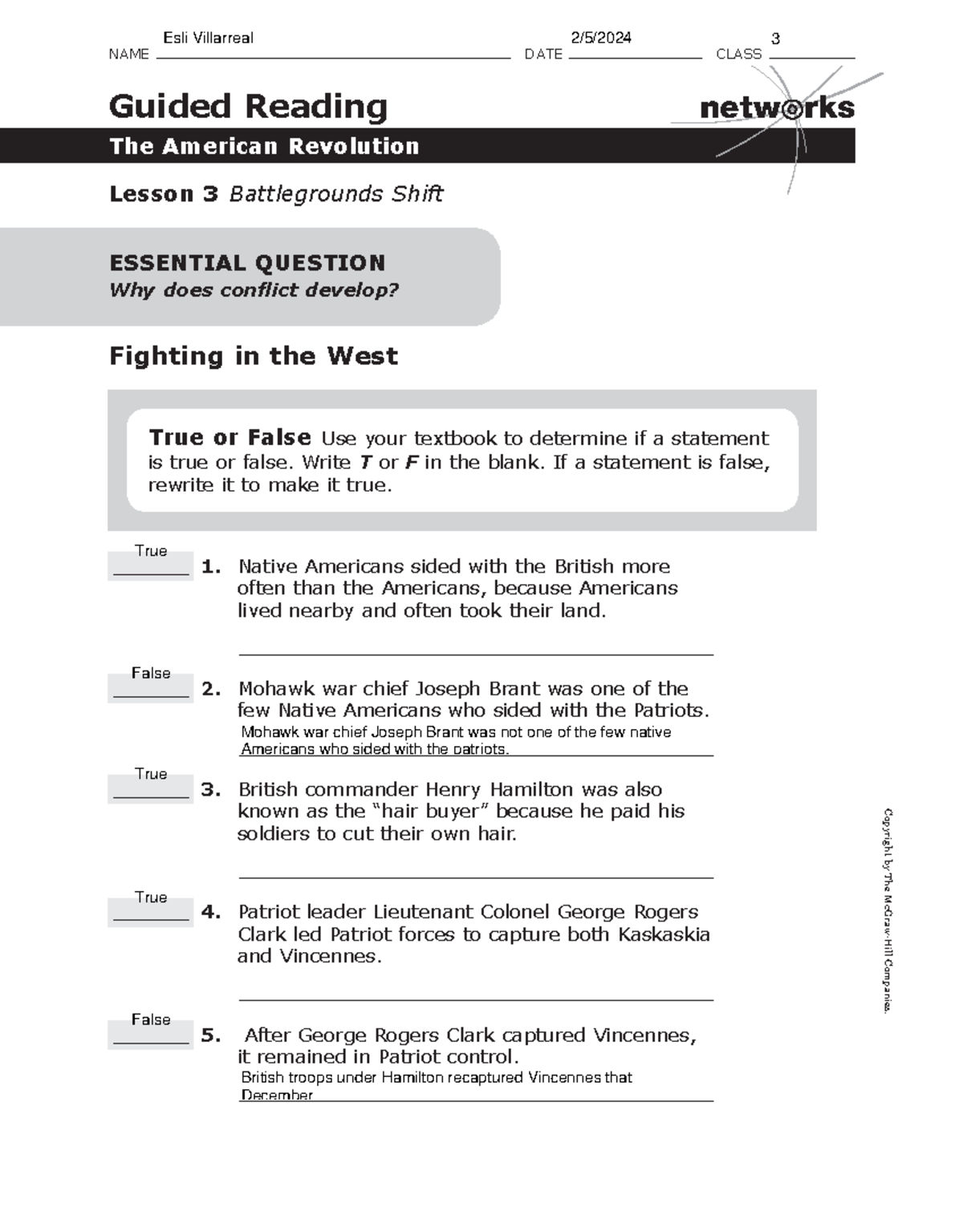 Guided Reading Ch. 6-3 Battlegrounds Shift updated by me - Copyright by ...