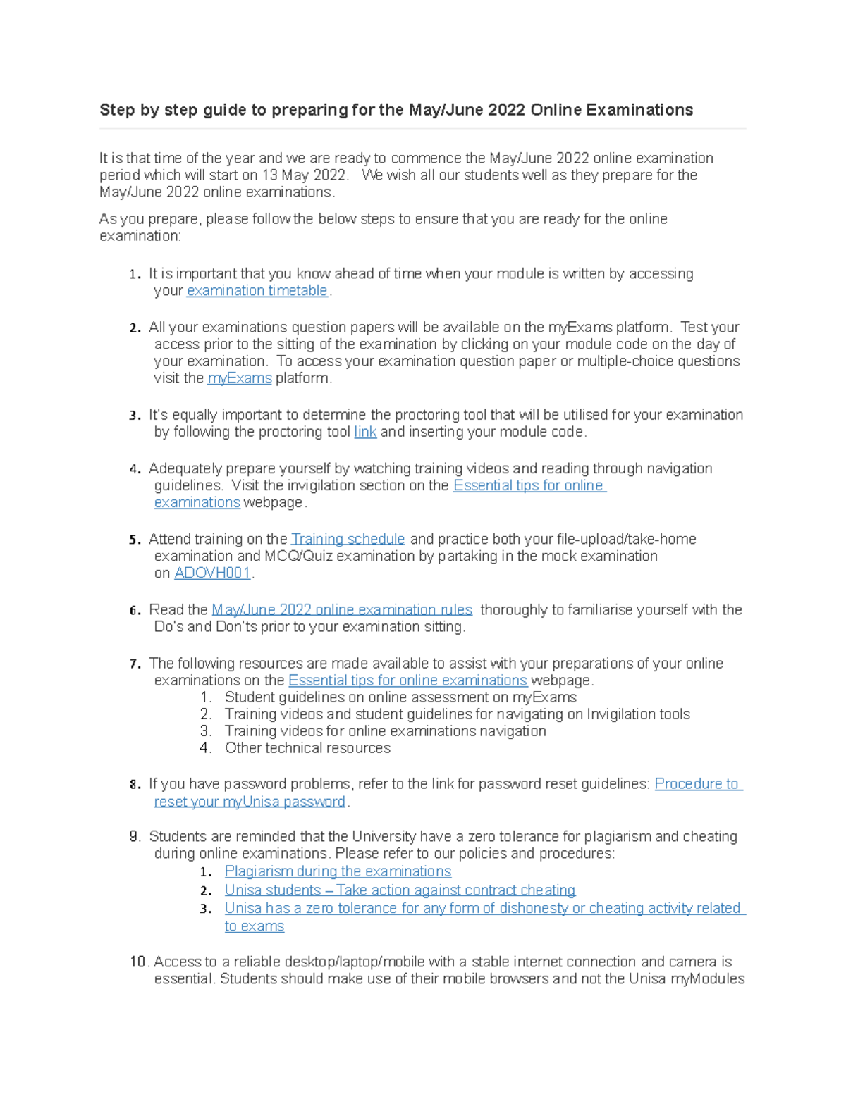 Step by step guide to preparing for the May - We wish all our students ...