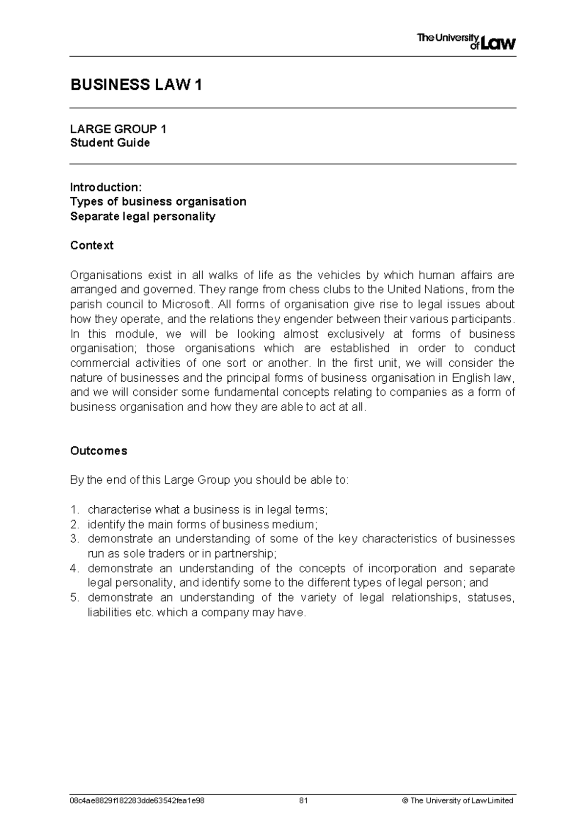 2425 bus1 lg01 ce01 student guide - BUSINESS LAW 1 LARGE GROUP 1 ...