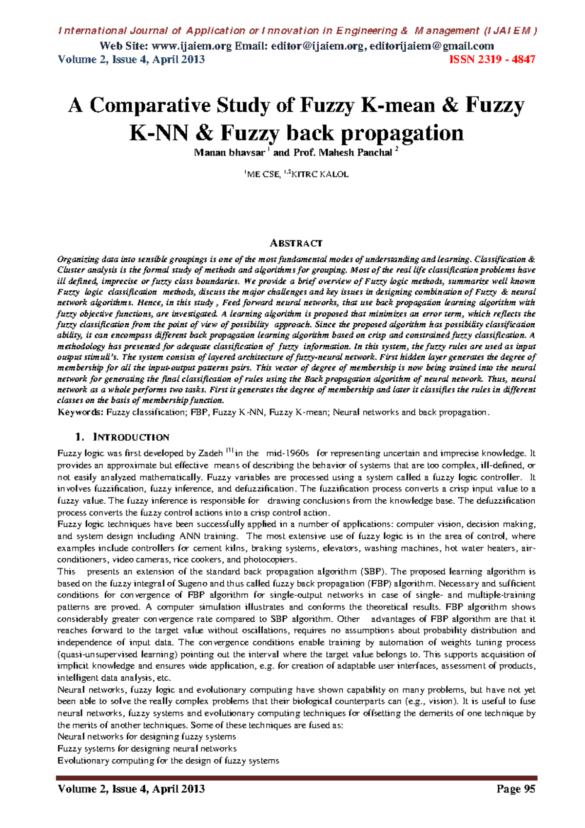 Fuzzy back propogation - Web Site: ijaiem Email: editor@ijaiem ...