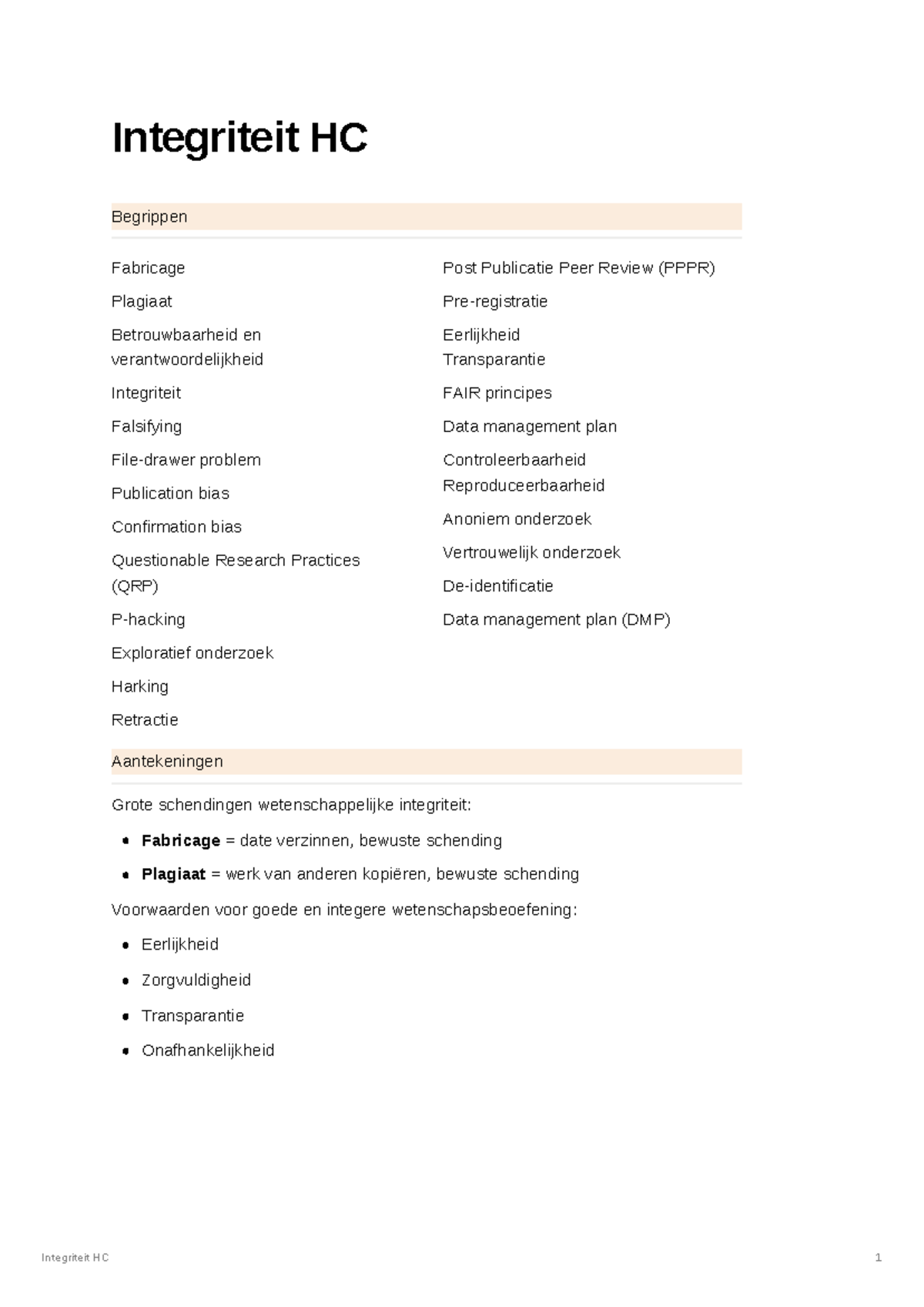 Integriteit Hoorcolleges - Integriteit HC Begrippen Fabricage Plagiaat ...