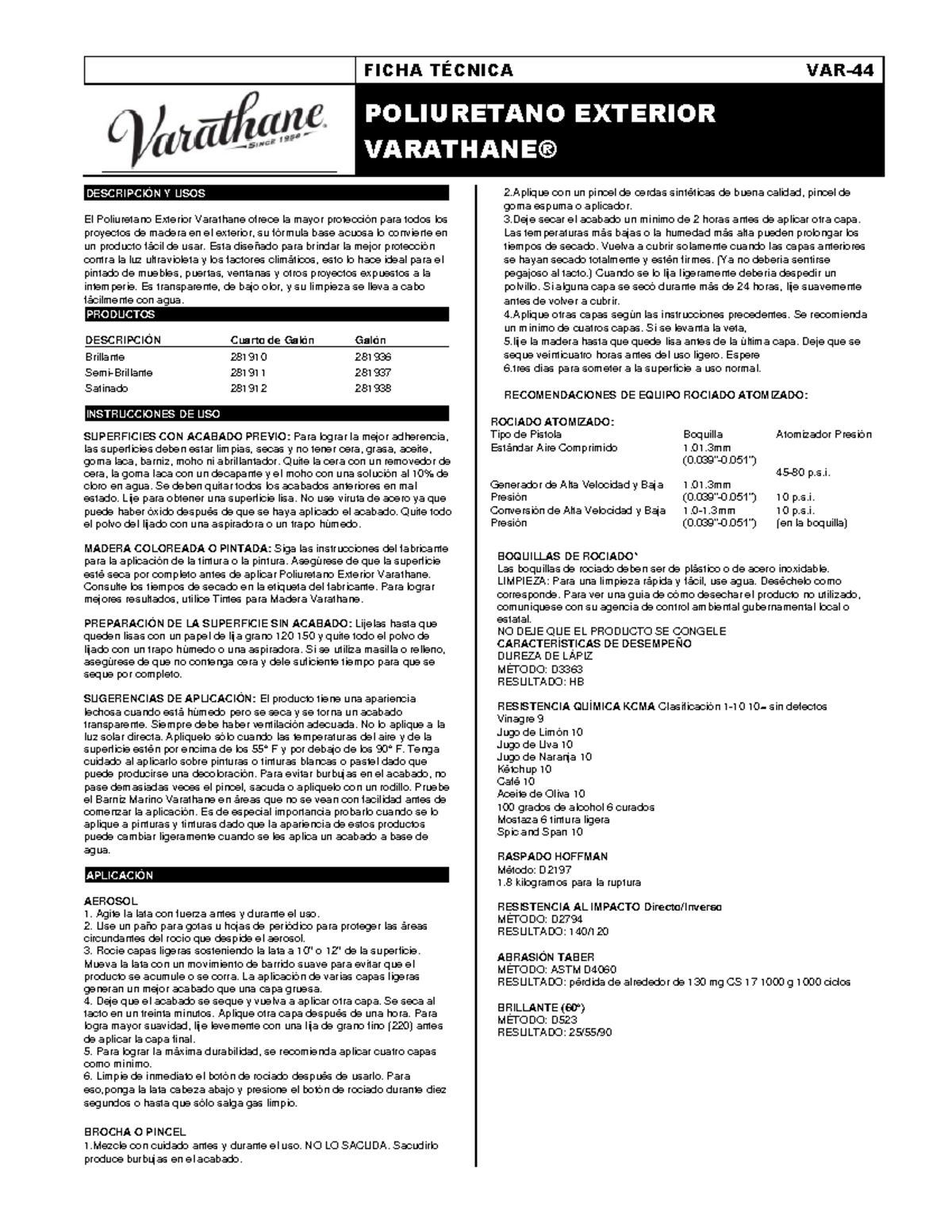 Ficha Tecnica - Varathane para exteriores - FICHA TÉCNICA VAR- 44 ...