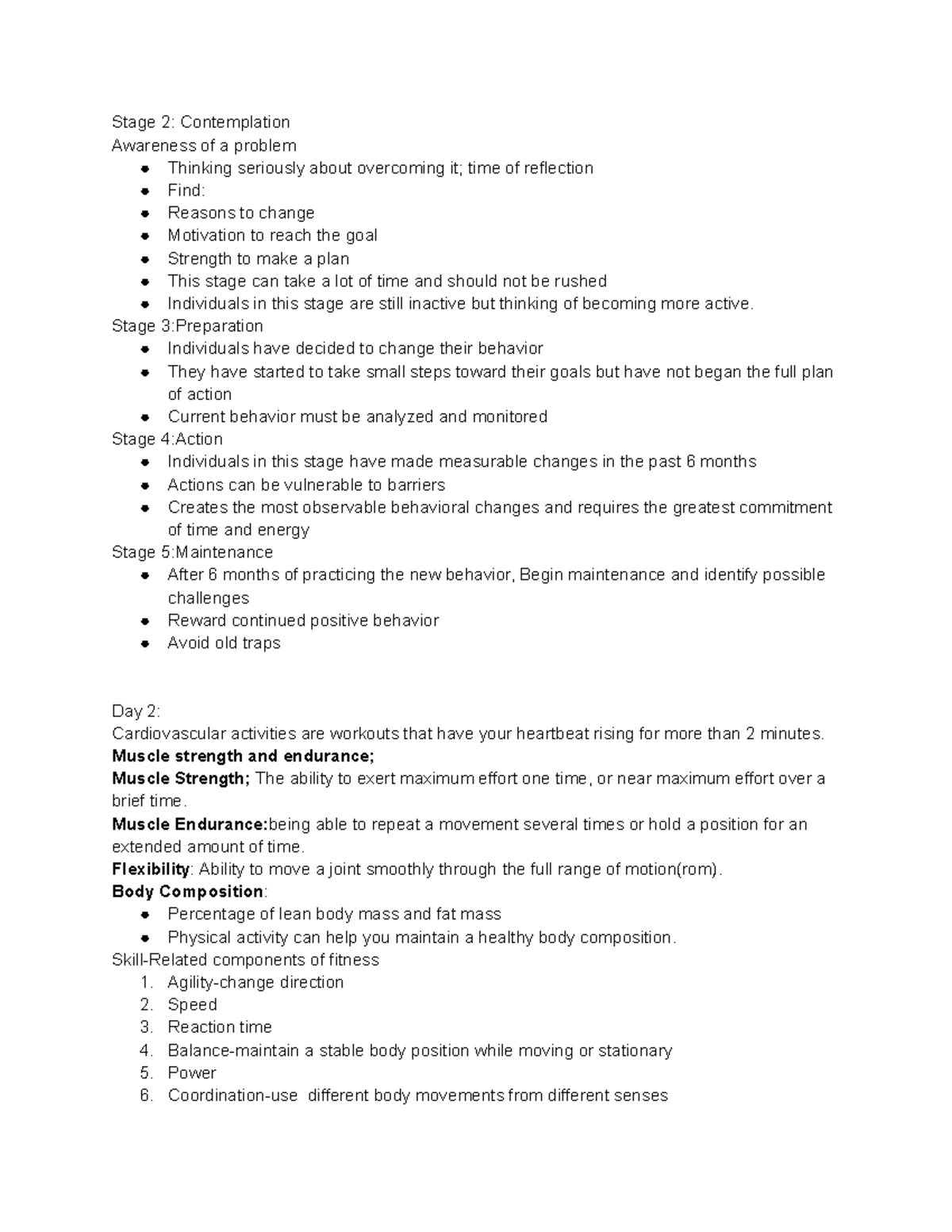 Notes from PE - Stage 2: Contemplation Awareness of a problem Thinking ...