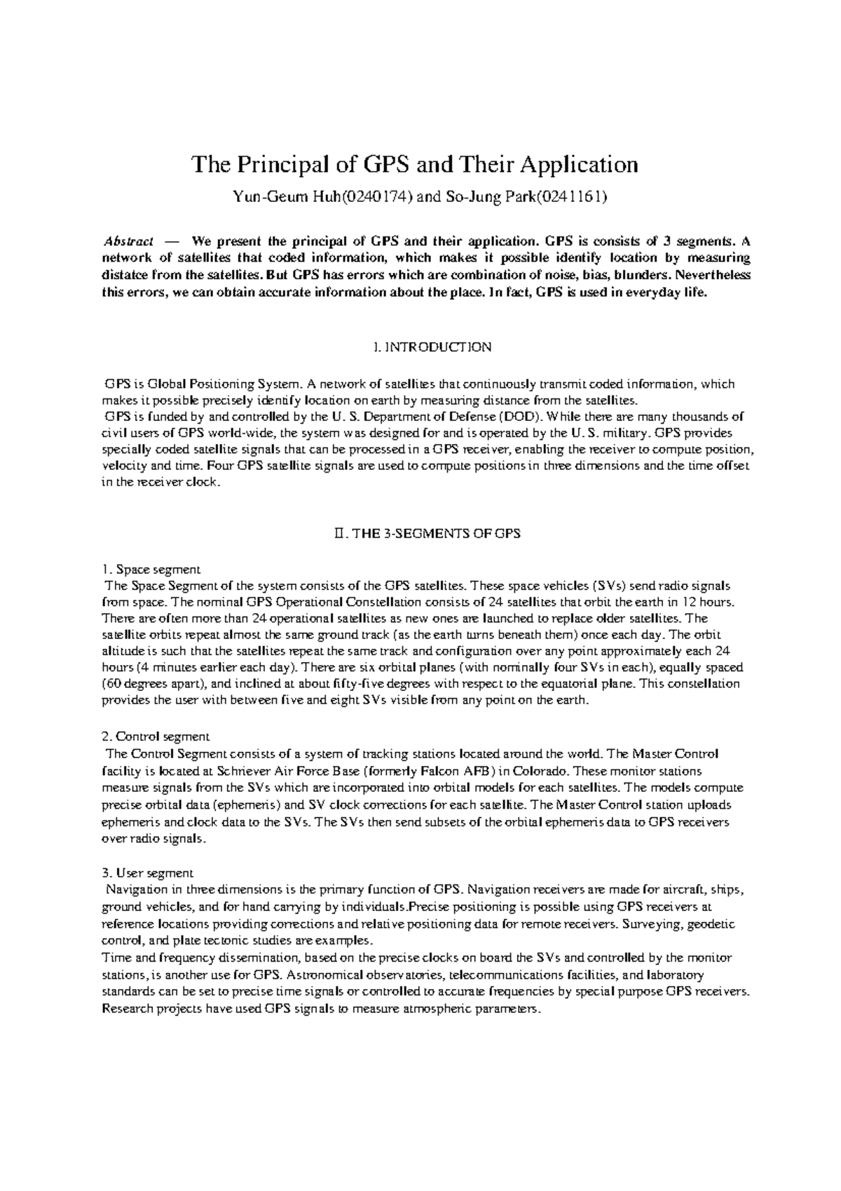 Global Positioning System - The Principal of GPS and Their Application ...