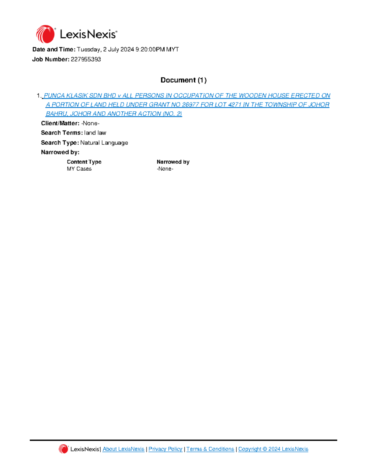 Punca Klasik SDN BHD v ALL Persons IN Occupat - | About LexisNexis ...