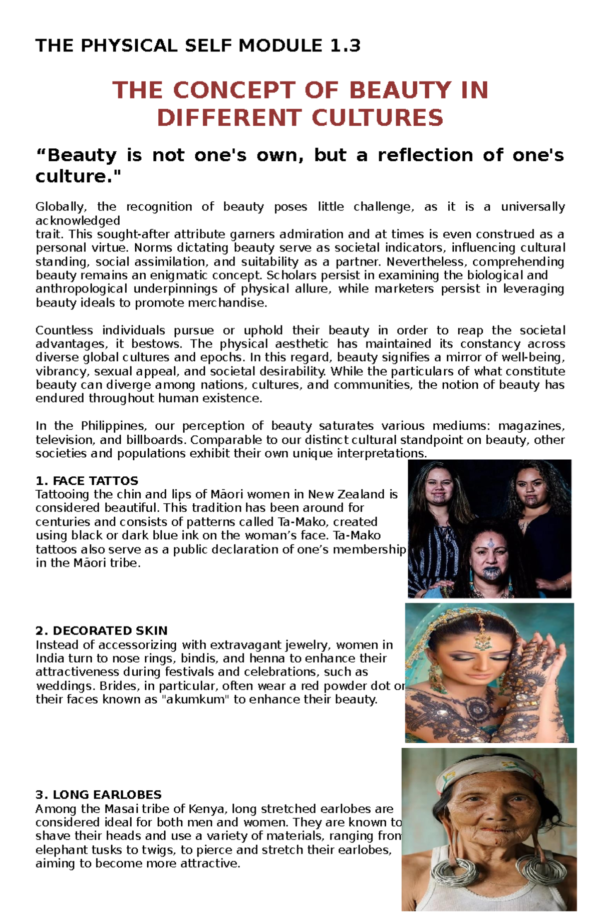 Midterm 4 Physical SELF 1 - THE PHYSICAL SELF MODULE 1. THE CONCEPT OF ...