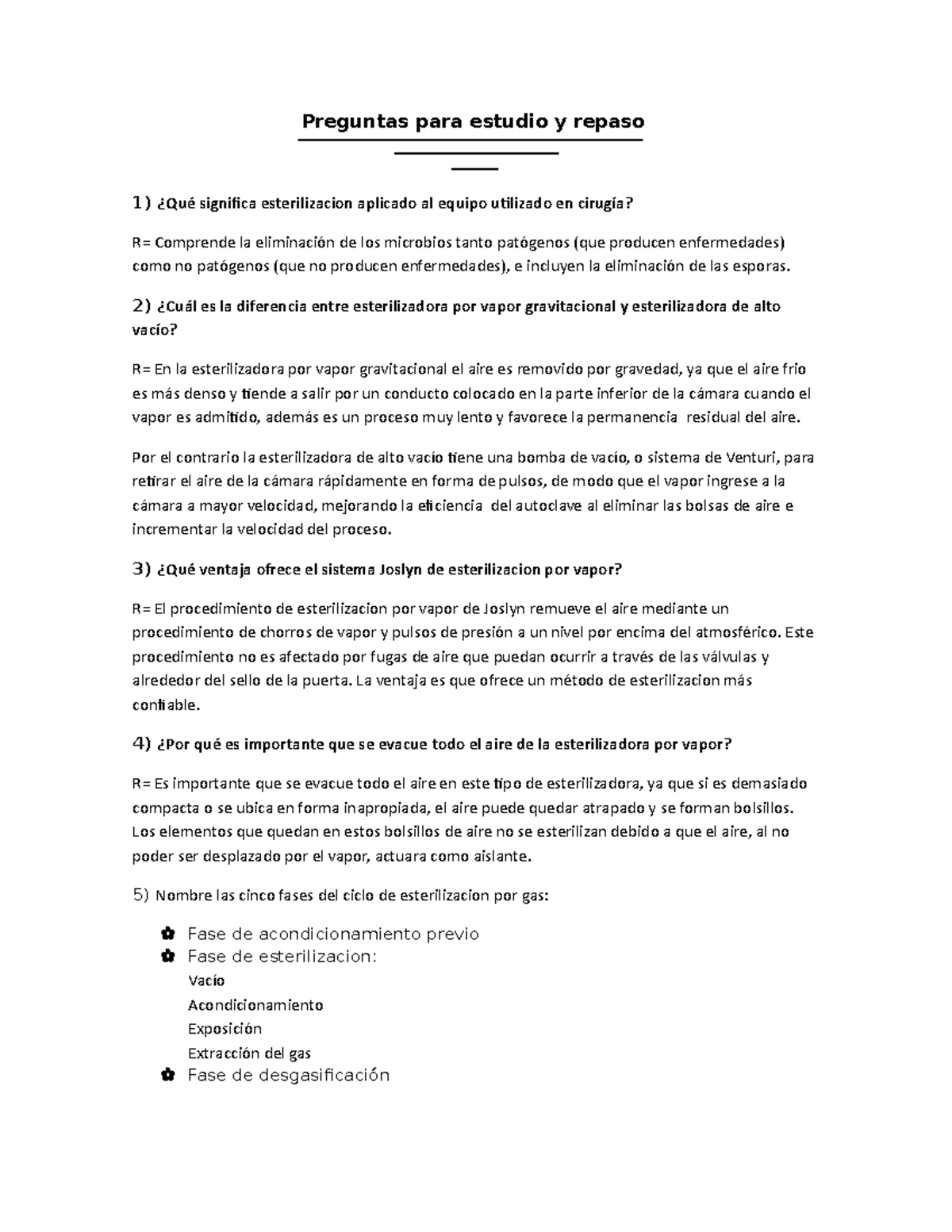 Preguntas para estudio y repaso del estudio de Enfermeria - Preguntas ...