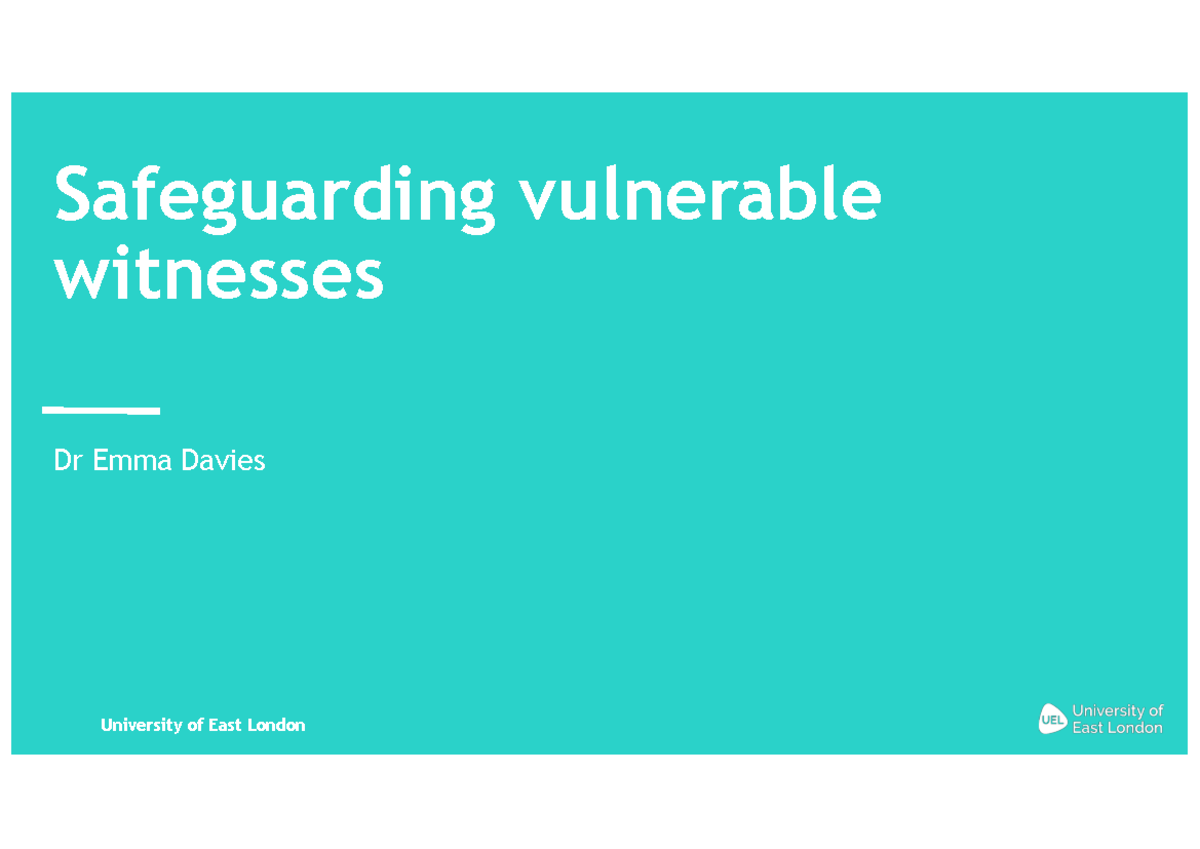 Safeguarding vulnerable witnesses (Read-Only) - Safeguarding vulnerable ...