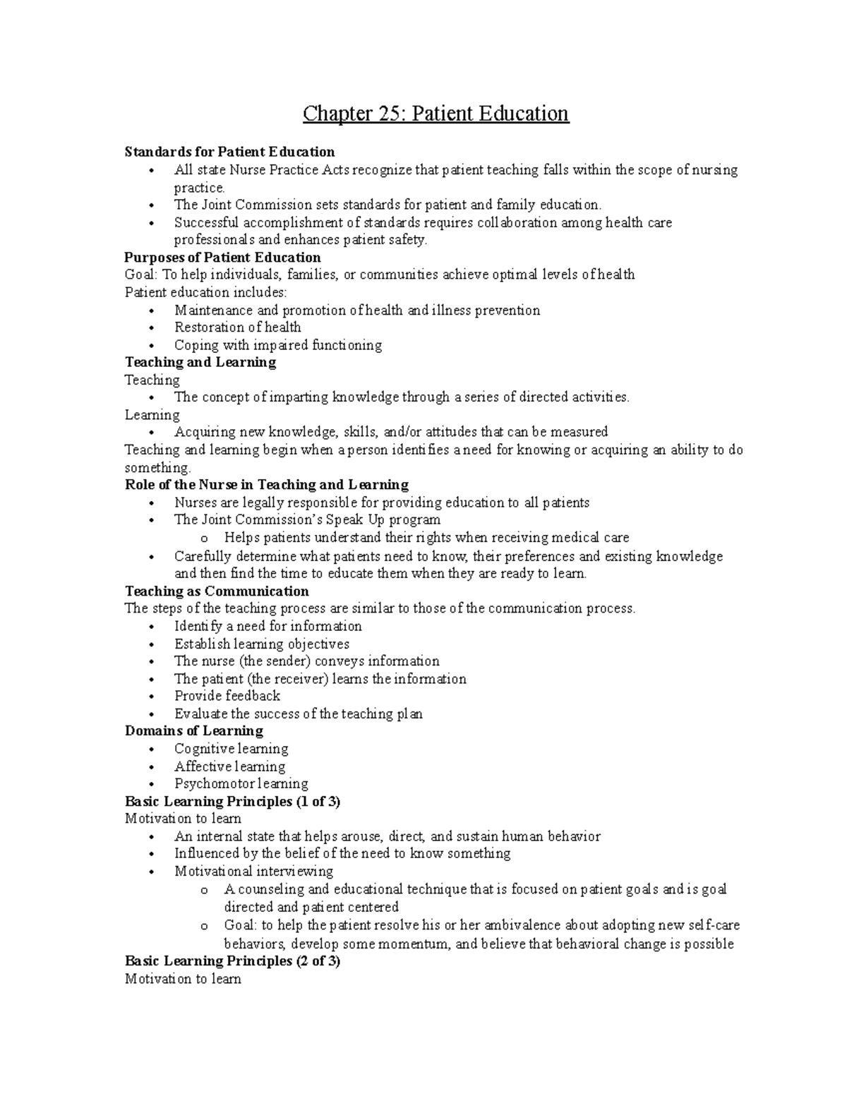 Chapter 25 Outline and notes - NSG 101 - Studocu