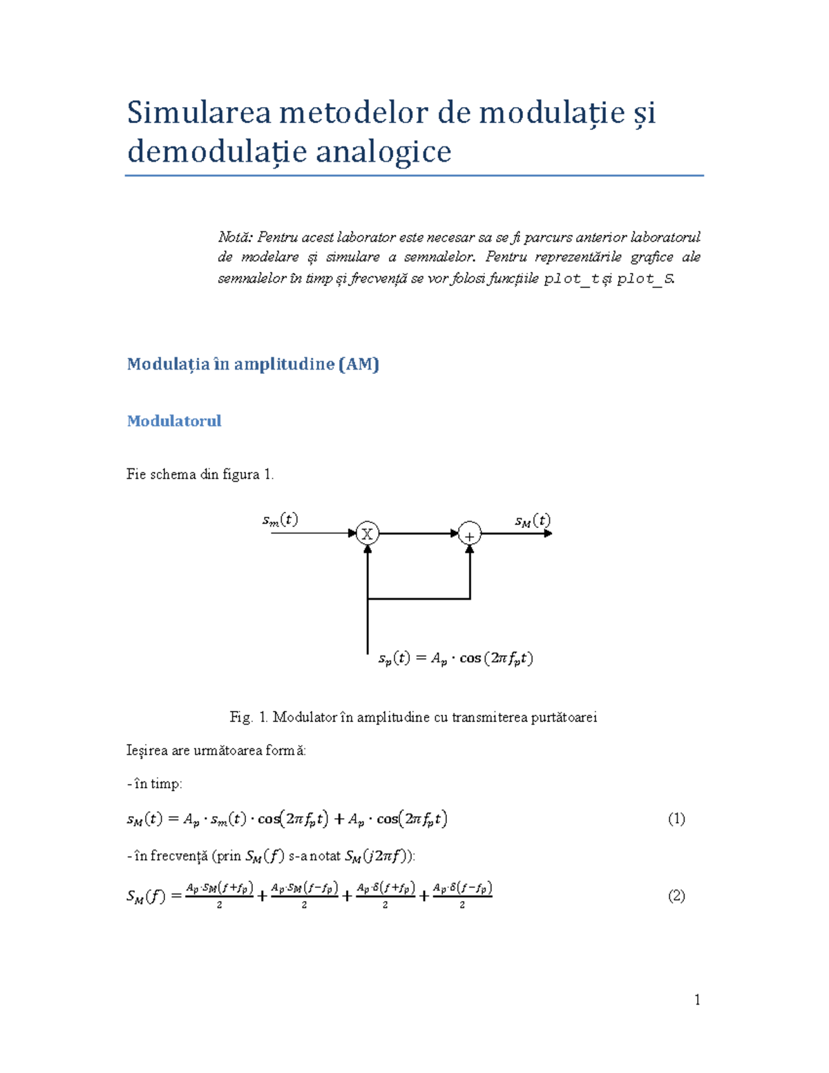 L9 - Simularea metodelor de modulatie și demodulație analogice v ...