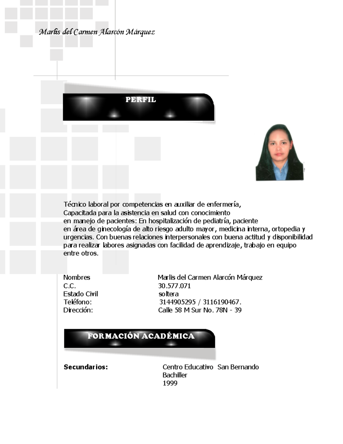 Unica hoja de vida - bsjsj jsbdj - Técnico laboral por competencias en ...