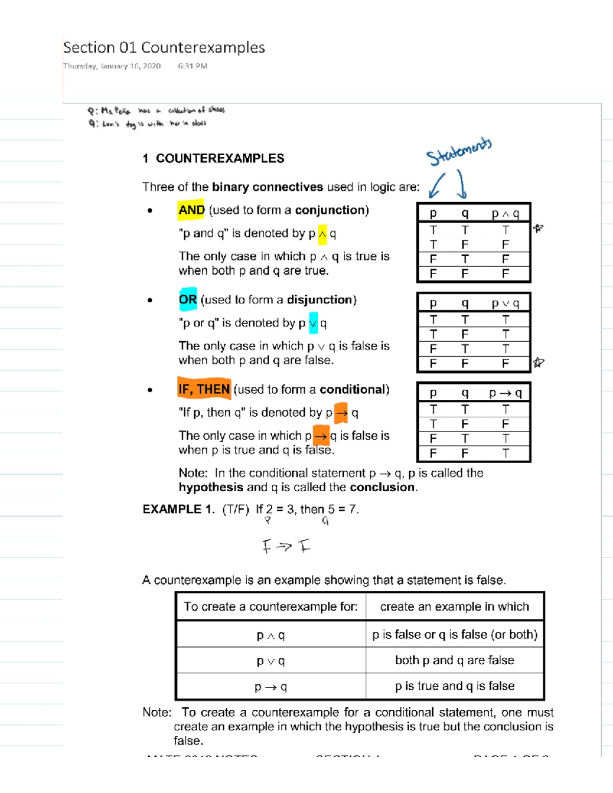 Counter Example - MATE3312 - Studocu