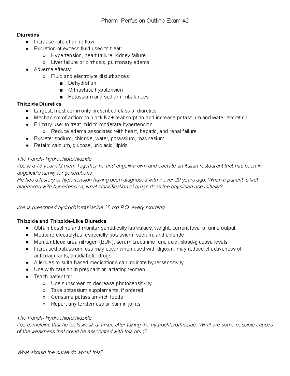 Pharm Perfusion Outline Exam #2 - Pharm: Perfusion Outline Exam ...