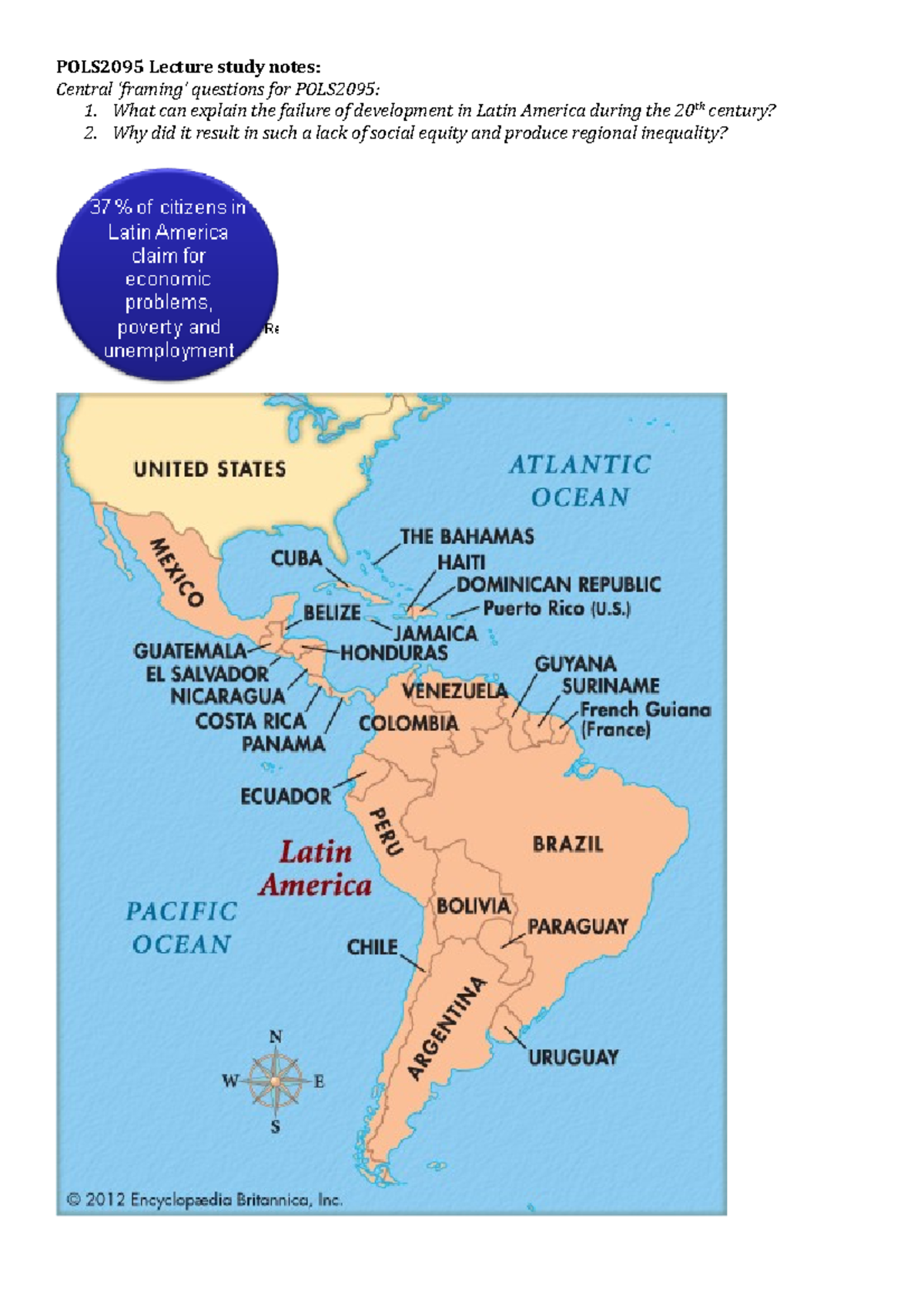 Lecture notes, lectures 1-12 - POLS2095 Lecture study notes: Central ...