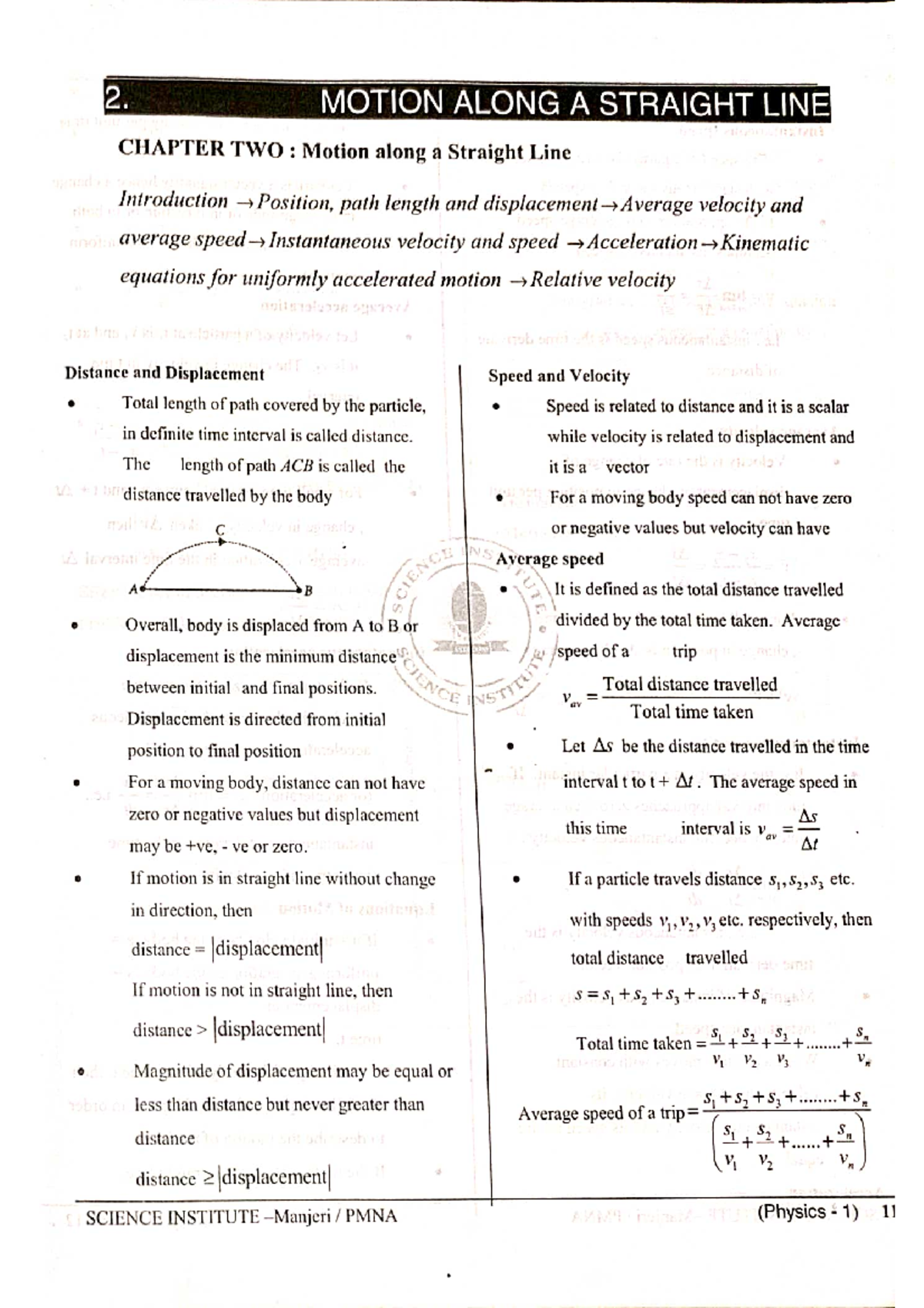 Neet study meterial Physics - Motion along a straight line - With sample questions - Studocu
