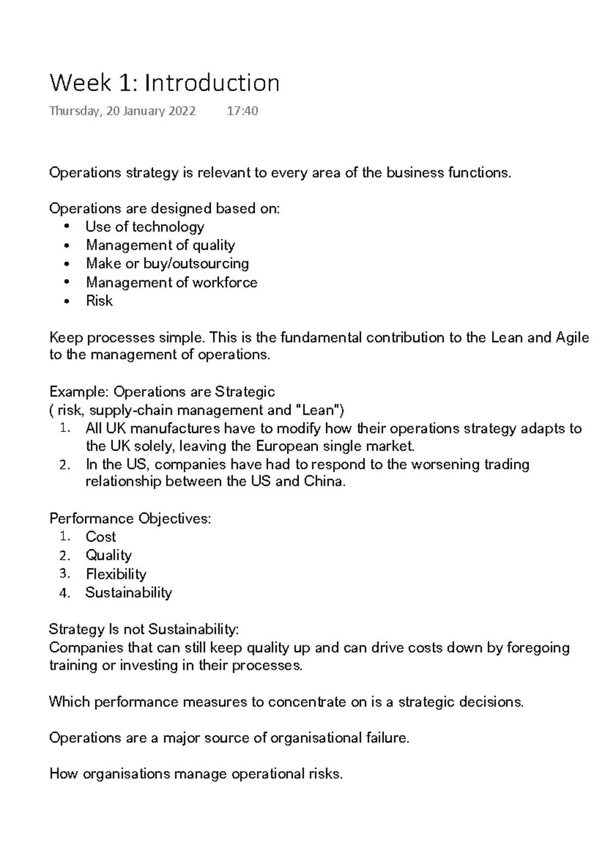 Week 1 Introduction to Operations Strategy Year 2022 - BUST10092 - Edin ...