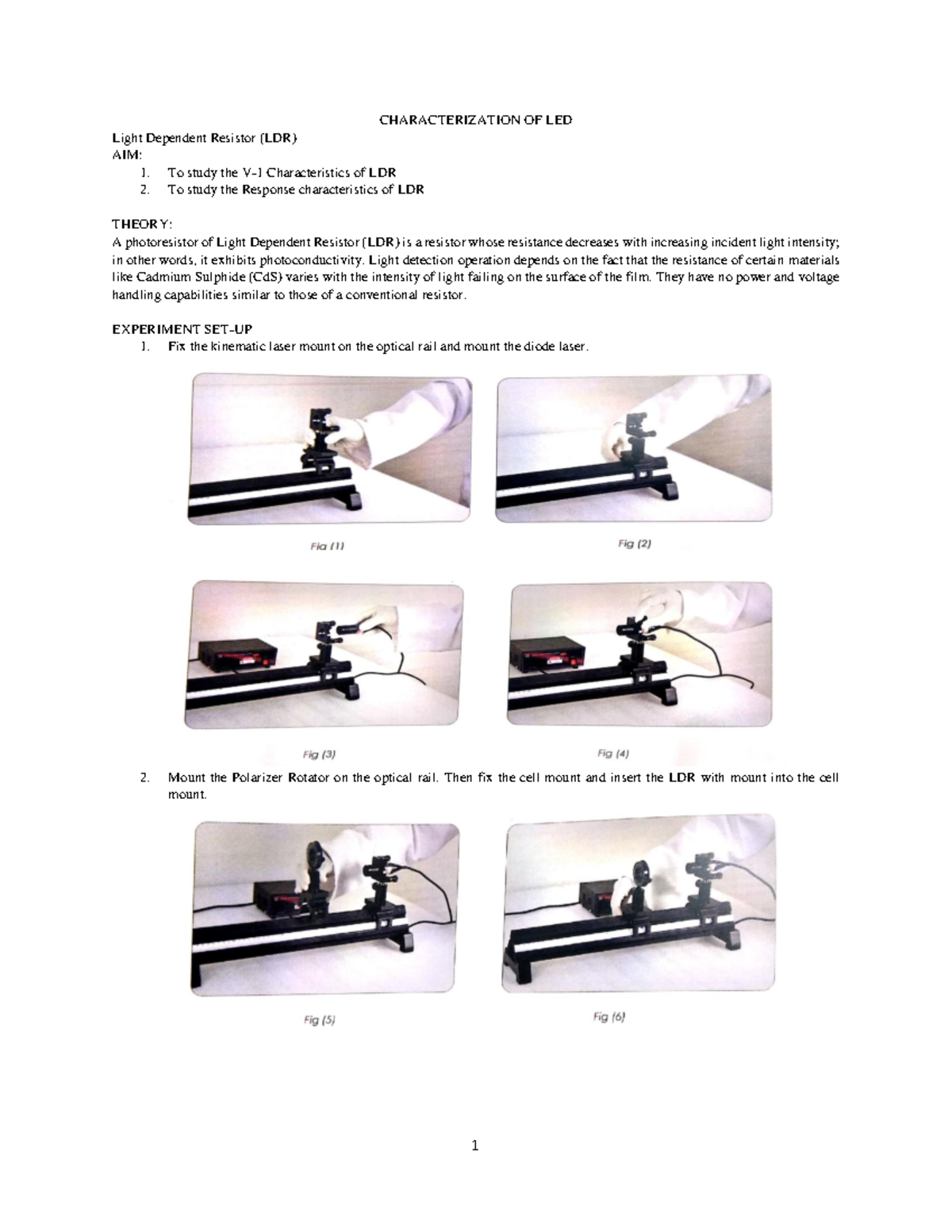 Characterisation of LED - CHARACTERIZATION OF LED Light Dependent ...