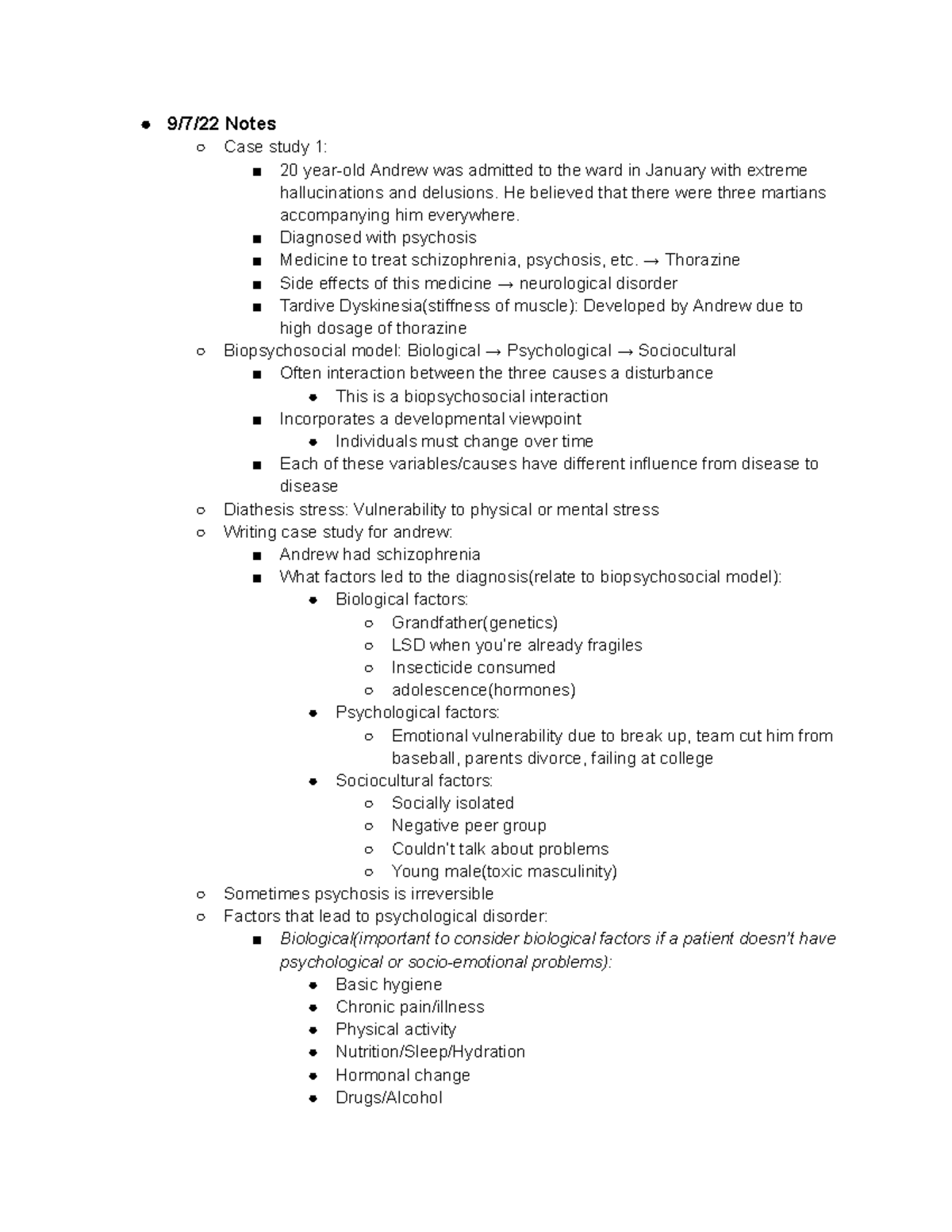 Exam 1 Notes - Google Docs - 9/7/22 Notes Case study 1: 20 year-old ...