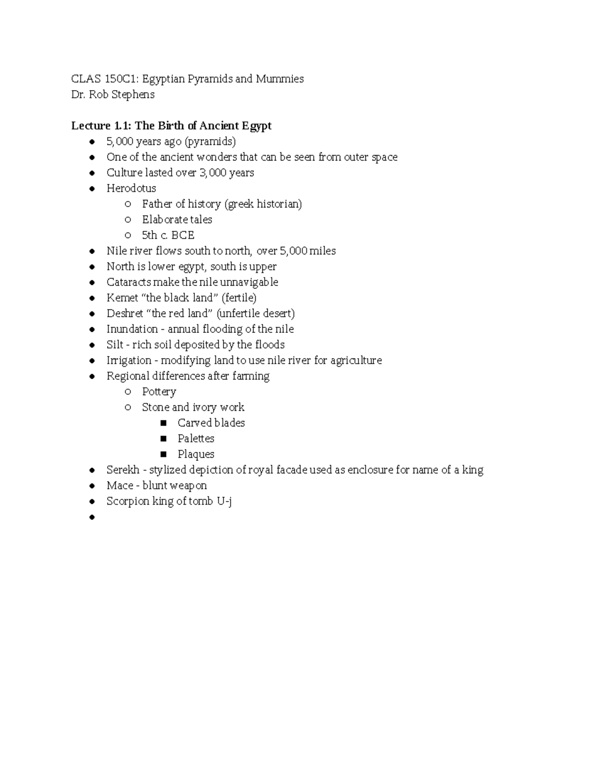 CLAS 150C1 - Dr. Rob Stevens - CLAS 150C1: Egyptian Pyramids and ...