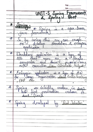 Web tech unit-5 notes - SPRING BOOT (UNIT-5) Spring Boot is an open ...
