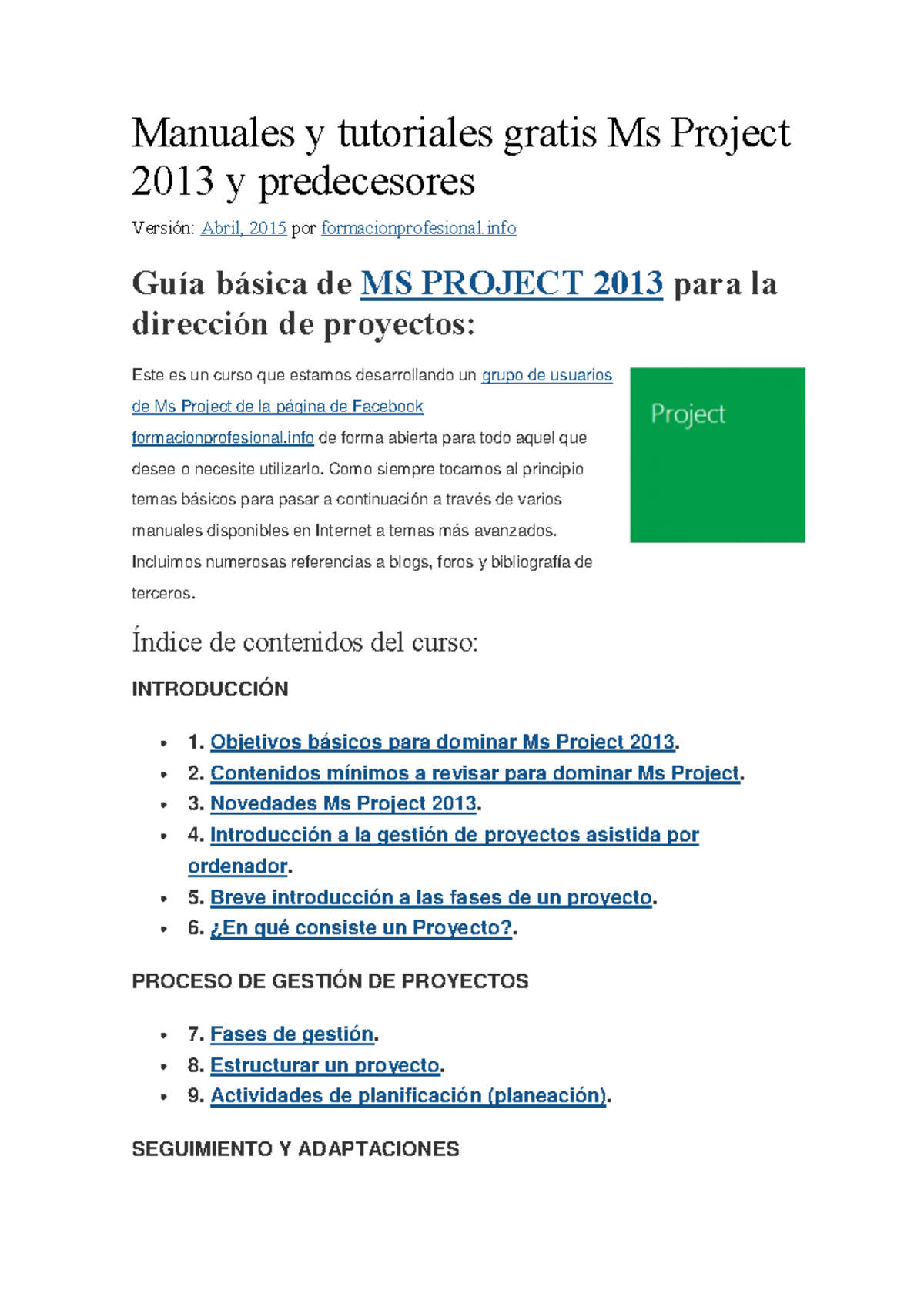 Tutorial project 2013 - Manuales y tutoriales gratis Ms Project 2013 y predecesores Versión ...