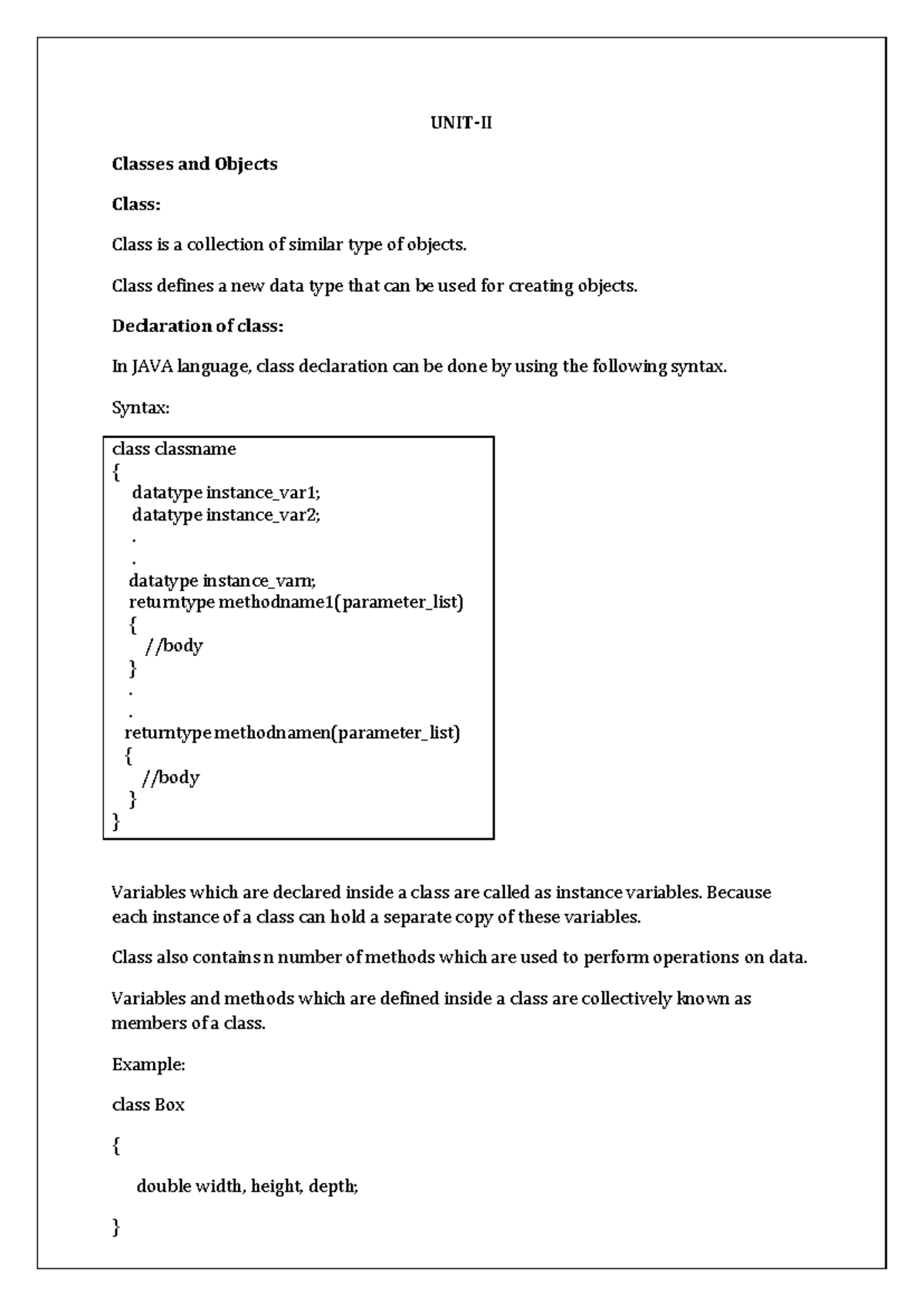 16java - This pdf is a summarized description of java language and it has concepts and - UNIT-II ...