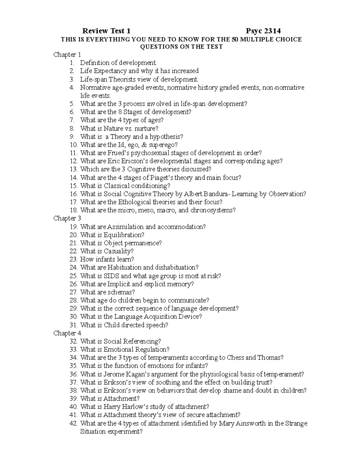 2314 Review Test 1 (2) - assignment - Review Test 1 Psyc 2314 THIS IS ...