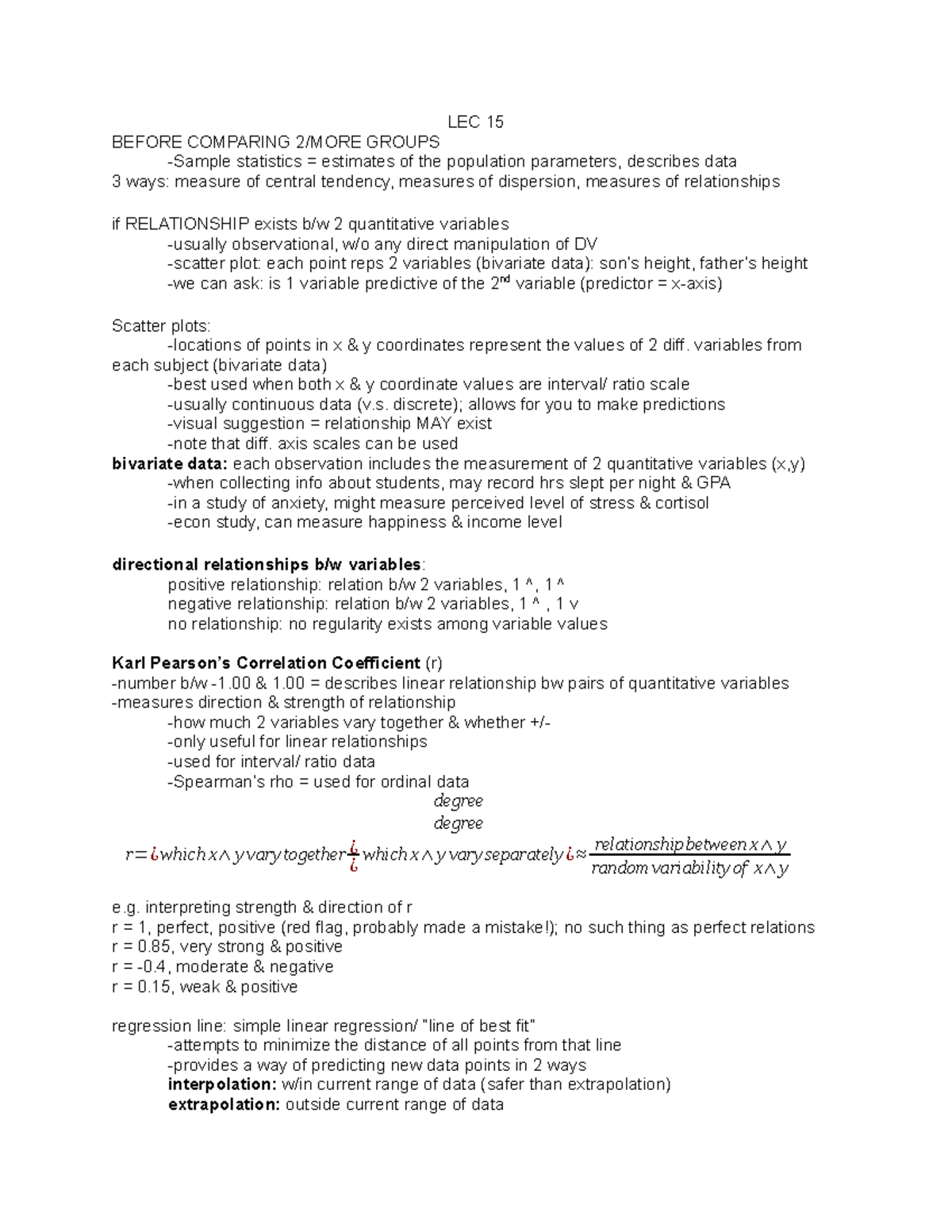 LEC 15 - Lecture notes 15 - LEC 15 BEFORE COMPARING 2/MORE GROUPS ...