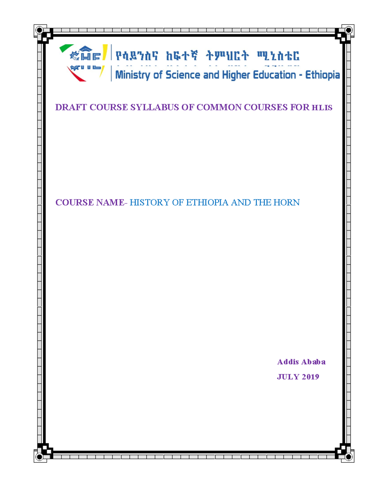 Document - all the bet - DRAFT COURSE SYLLABUS OF COMMON COURSES FOR ...