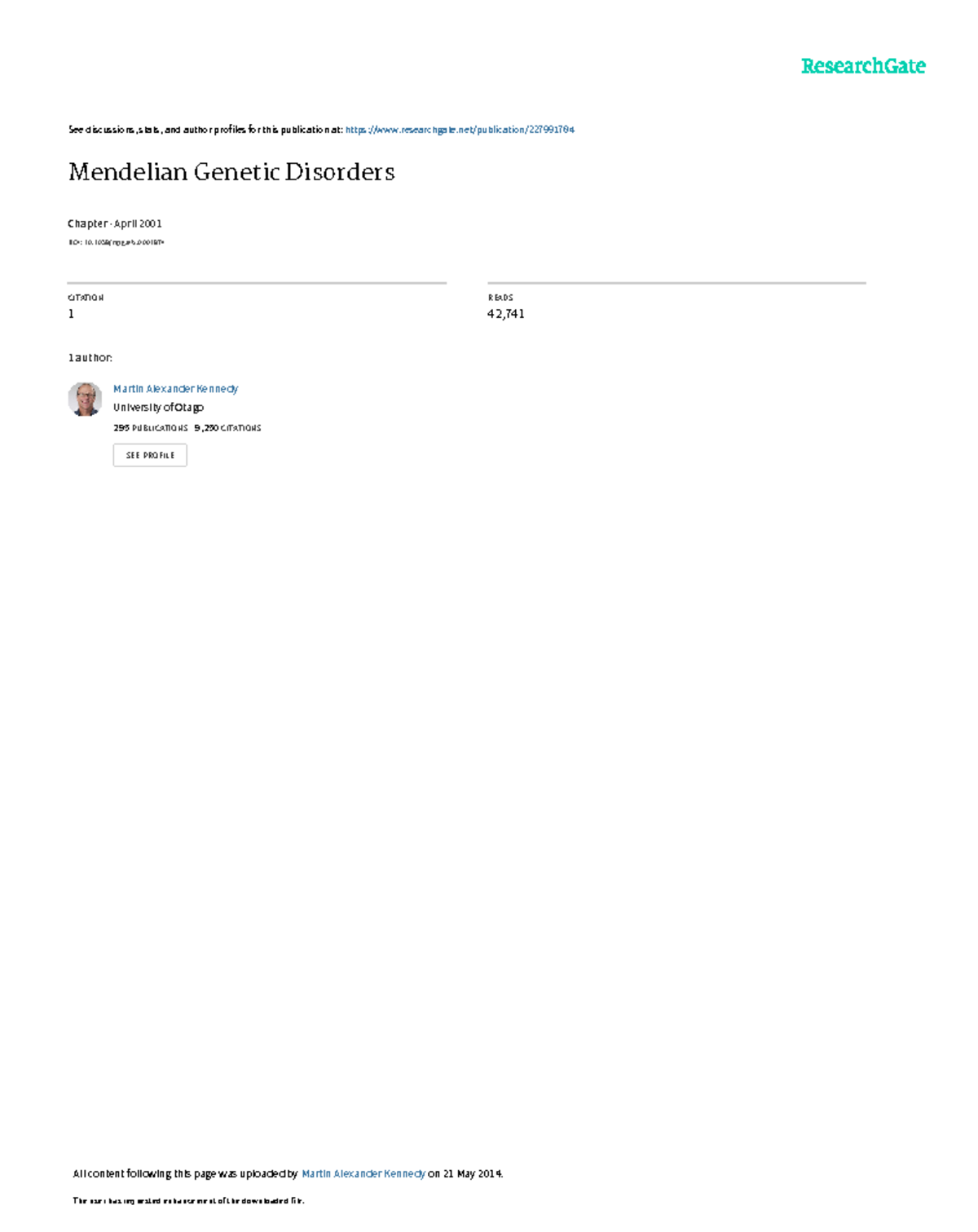 Mendelian Genetic Disorders - See discussions, stats, and author ...