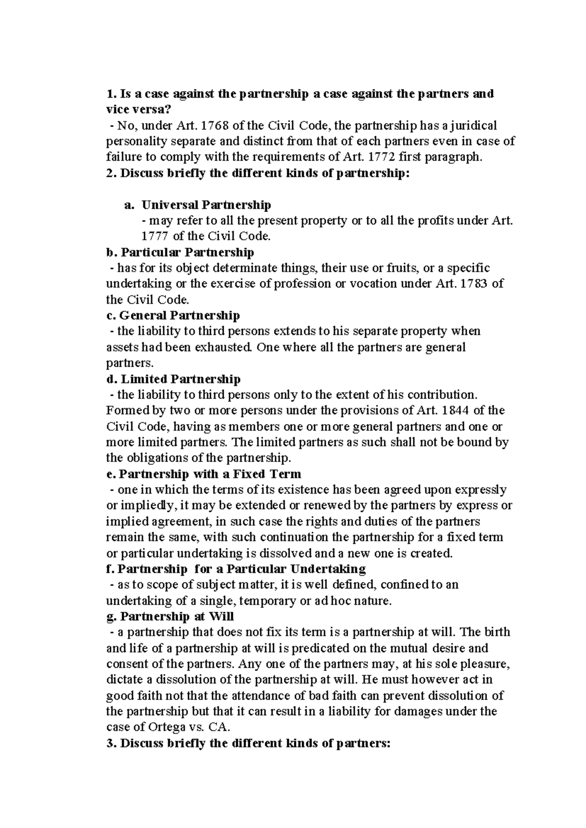 March 5, 2024 Assignment - Gatuz - Is a case against the partnership a ...