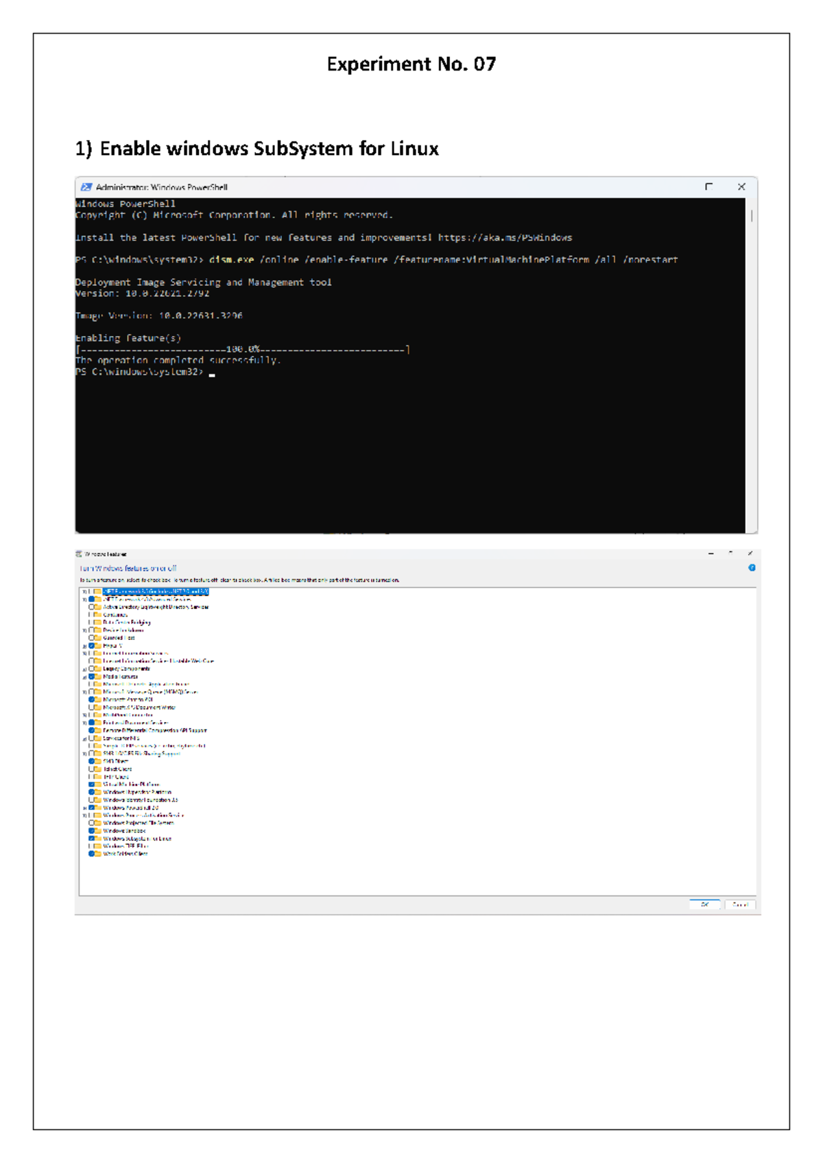 BCT EXP 7 - BCT exp 7 - BlockChain - Experiment No. 07 Enable windows SubSystem for Linux ...