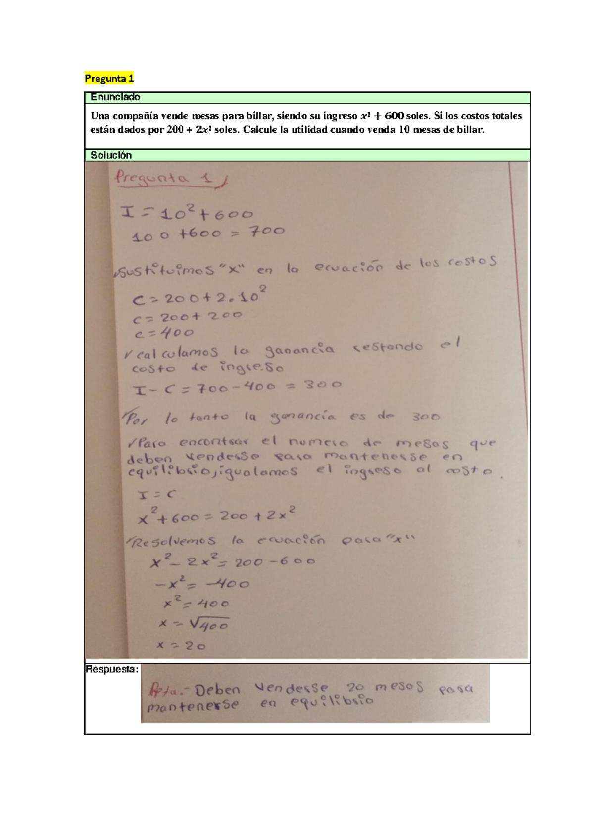T1 Desarrollo - T1 desarrollado - Complementos de Matematica - Pregunta 1 Enunciado Una compañía ...