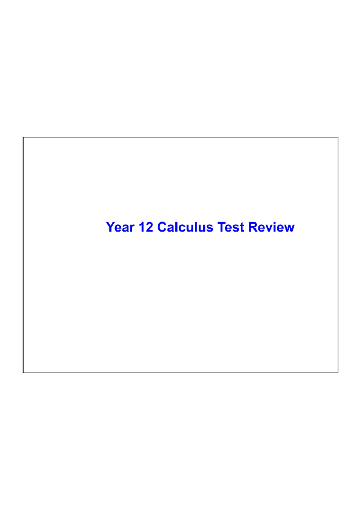 Year 12 Calculus Test Review - Studocu