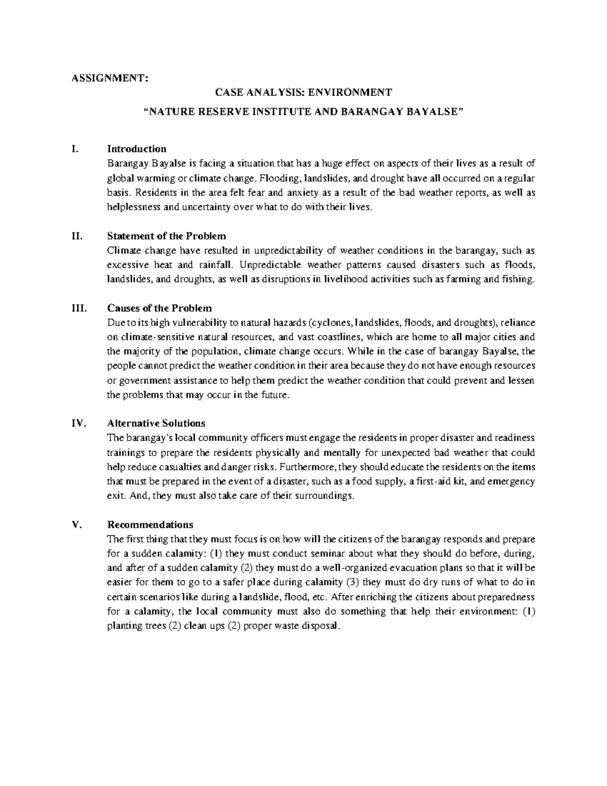 CASE ANALYSIS - Environment - ASSIGNMENT: CASE ANALYSIS: ENVIRONMENT ...