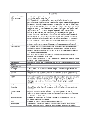 Presentation Female - soap note - Description Patient Information 21 ...