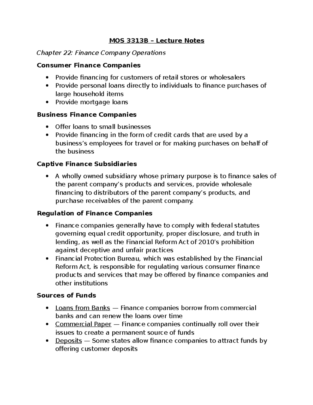 MOS 3313B - Ch. 22 Notes - MOS 3313B – Lecture Notes Chapter 22 ...