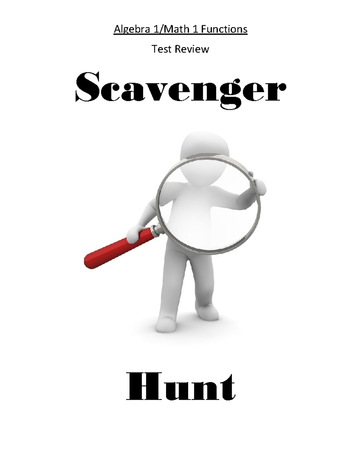 Algebra 1Math1Function Scavenger Hunt Review Game-1 - Algebra 1/Math 1 ...