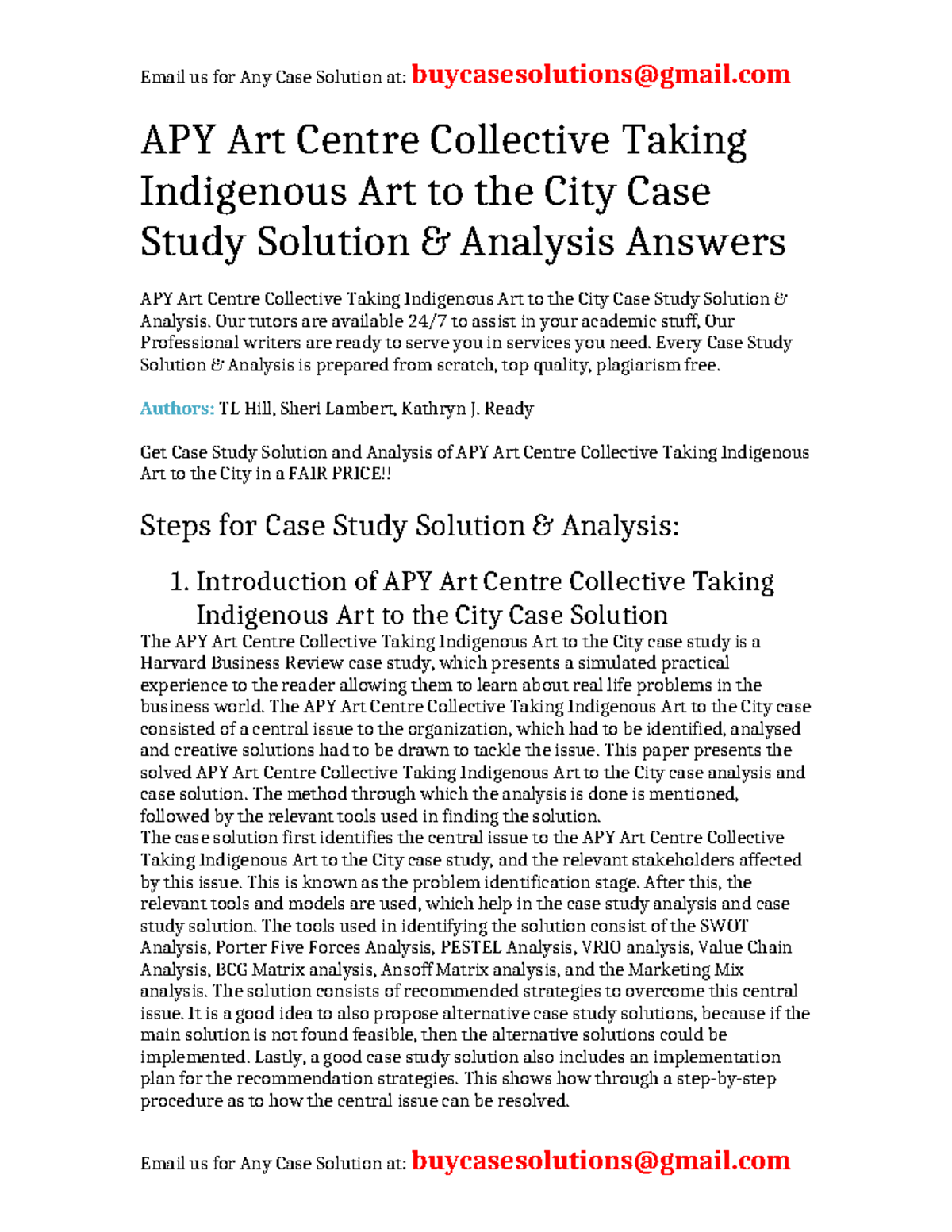 Case Solution APY Art Centre Collective Taking Indigenous Art to the ...