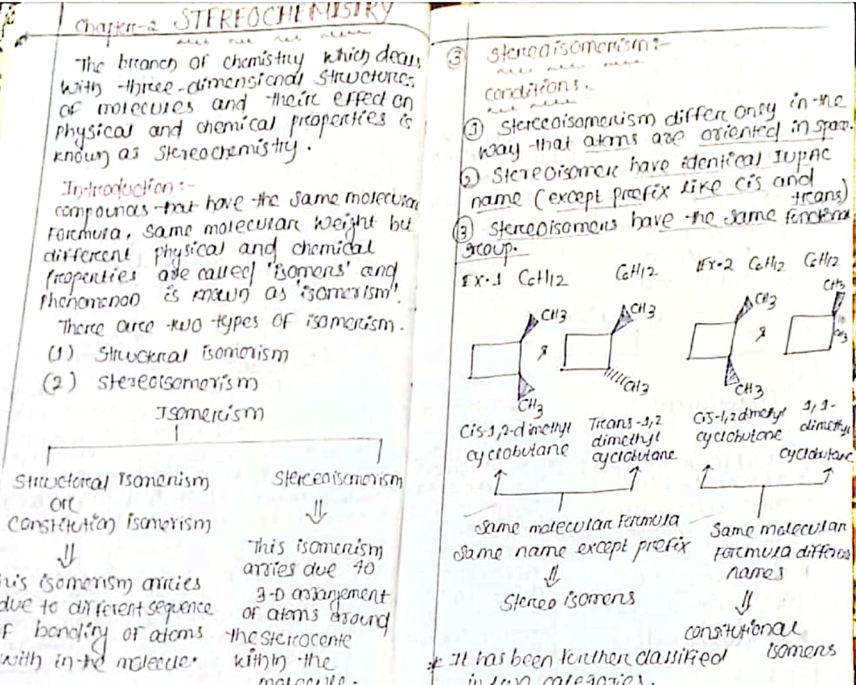 Stereochemistry Handwritten Notes - Chem Content - CHEM 2E - Studocu